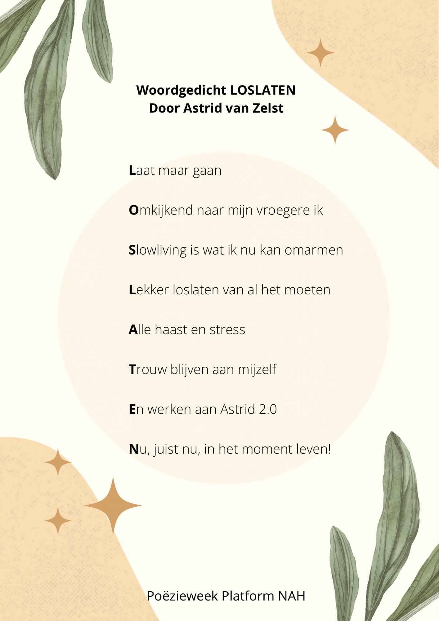 Woordgedicht Loslaten – PLATFORM NAH